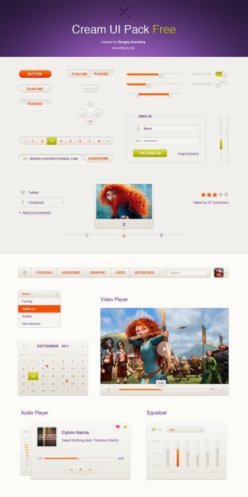 Download Free Cream UI Kit - Free Web UI Kits