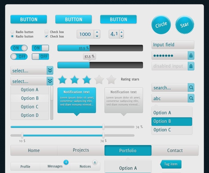 Download Free Sleek Dark Orange Web UI Kit PSD - Free Web UI Kits
