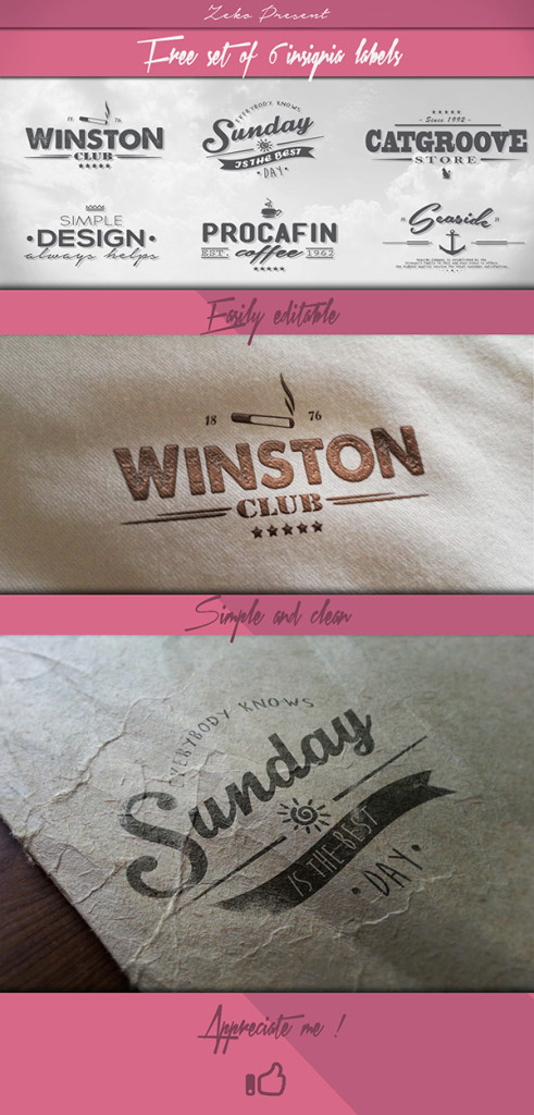 Download Free 6 Insignia Labels Vector - Free Vector Labels