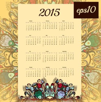 Download Free Retro 2015 Calendar Vector - Free Vector Holidays & Events