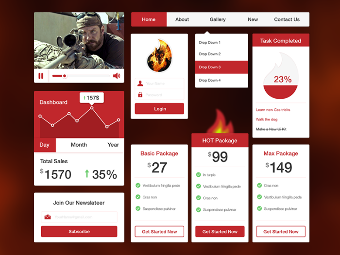 Download Free Fire UI Kit PSD - Free Web UI Kits