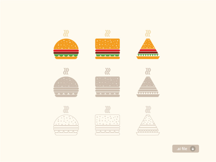 Download Free Flat Burger Icons Vector - Free Vector Icons