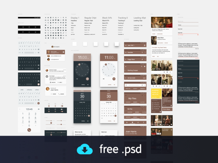 Download Free Material Design UI Kit PSD - Free Web UI Kits