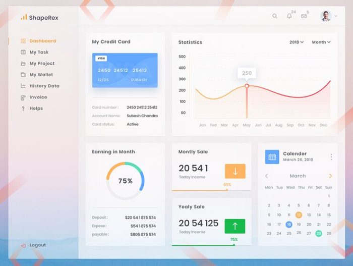 Download Free Light Clean Admin Dashboard PSD Template - Free PSD Mockups