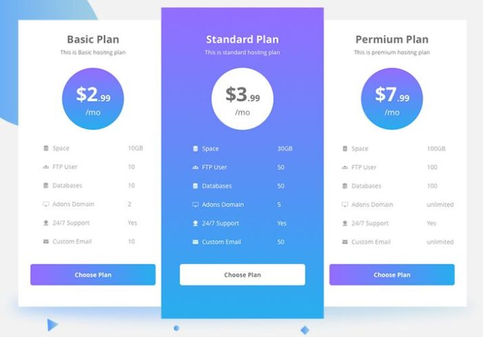 Download Free Beautiful Pricing Table Templage For Adobe XD - Free Mockups