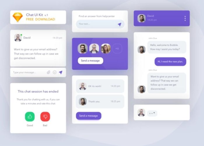 Download Free Flat Chat UI Kit Sketch - Free Mobile UI, Sketch