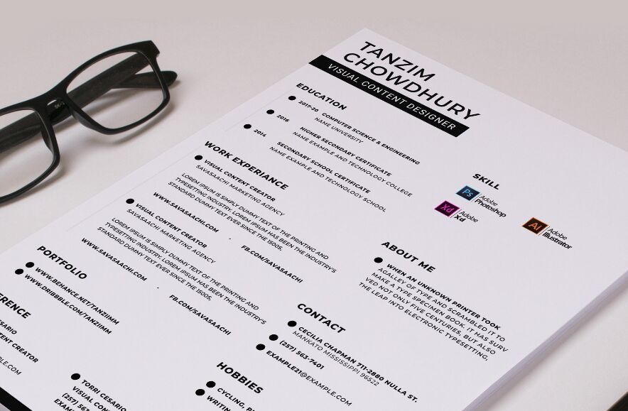 Download Free Easy And Simple Resume/CV PSD Template - Free PSD Mockups