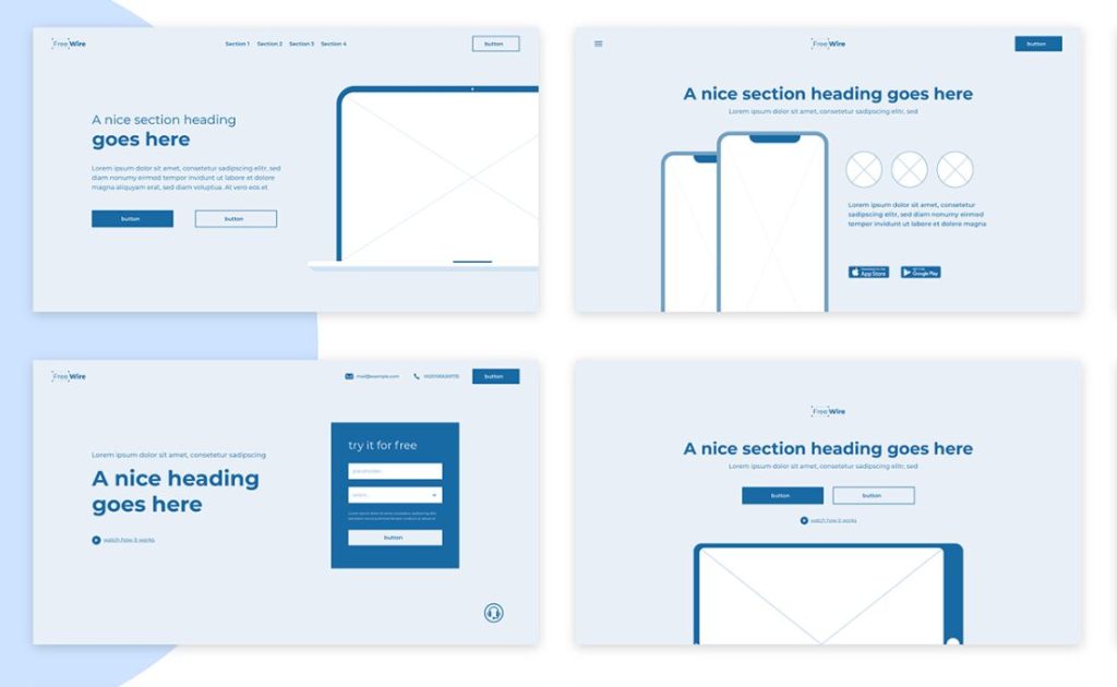 Download Free Professional Wireframe UI Kit (Adobe XD) - Free Web ...