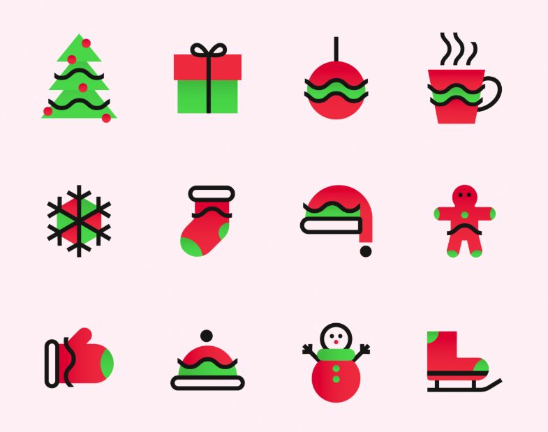 Download Free 12 Minimal Christmas Icons Vector - Free Vector Holidays ...