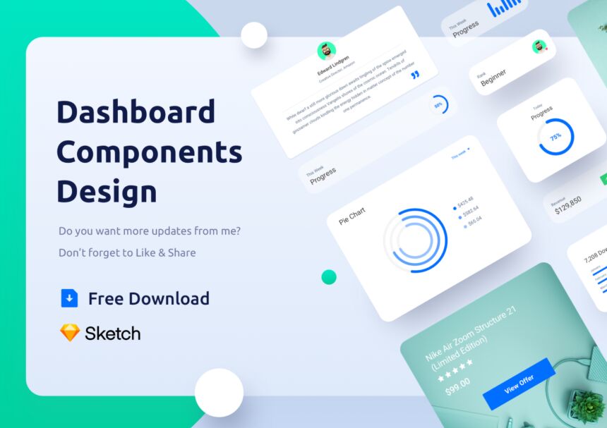 Download Free Clean Dashboard UI Component Kit For Sketch - Free Web ...