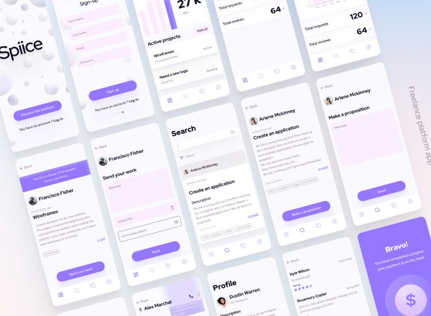 Download Free Freelance Platform Mobile App UI Design For Sketch - Free ...