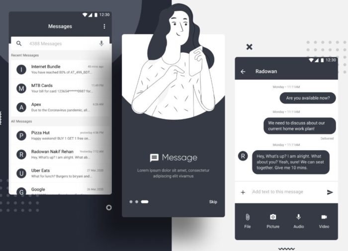 Download Free Android Messaging App Design For Figma - Free Figma
