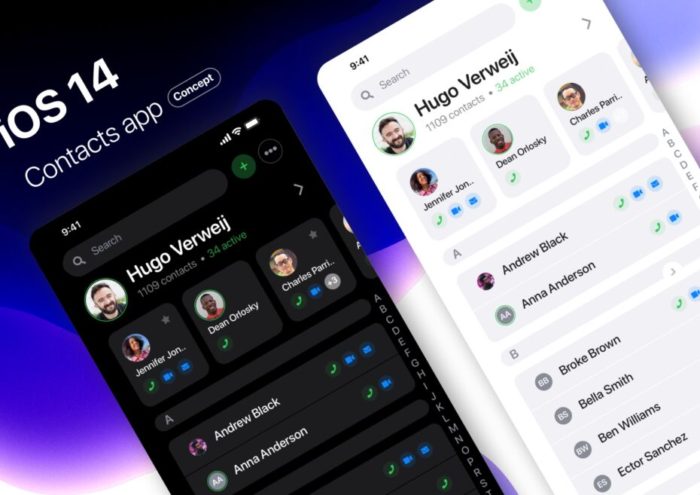 Download Free iOS 14 Contacts App GUI Kit For Sketch - Free Mobile UI