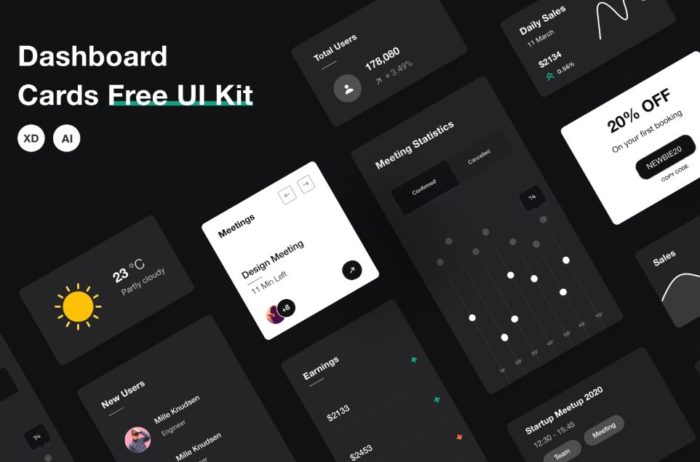 Download Free Dark Mode Dashboard Card UI - Free Web & Mobile Templates