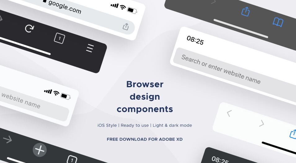 Download Free iOS Style Mobile Browser Templates Adobe XD - Free Mockups