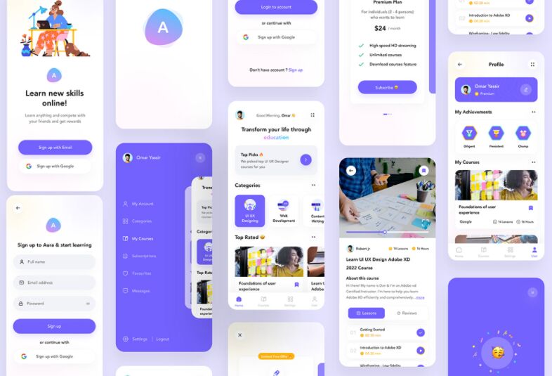Free E Learning Ui Kit Adobe Xd Titanui