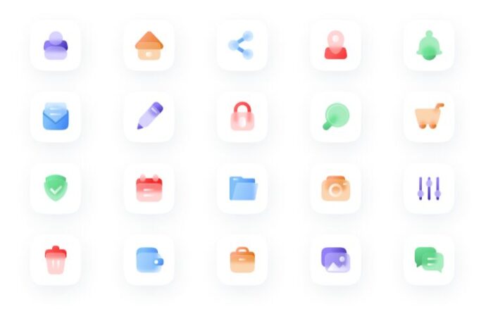 Download Free 20 Glassmorphism Style Icons Figma - Free Figma, Web Icons