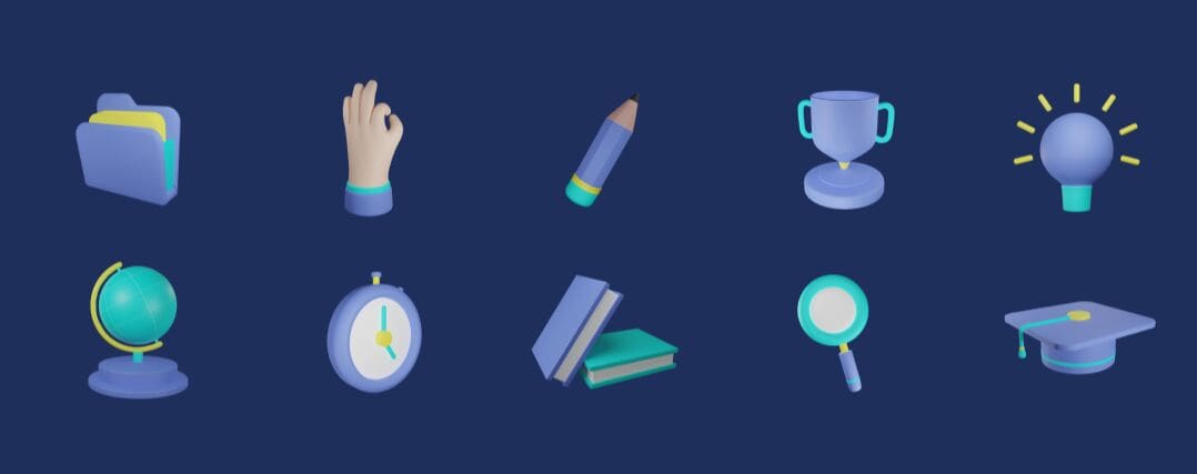 Download Free 3D Education Icons Pack - Free Figma