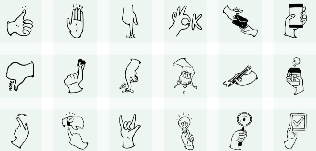 Download Free 18 Hand Illustrations - Free Figma
