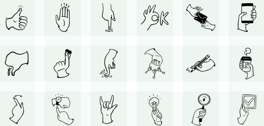Download Free 18 Hand Illustrations - Free Figma
