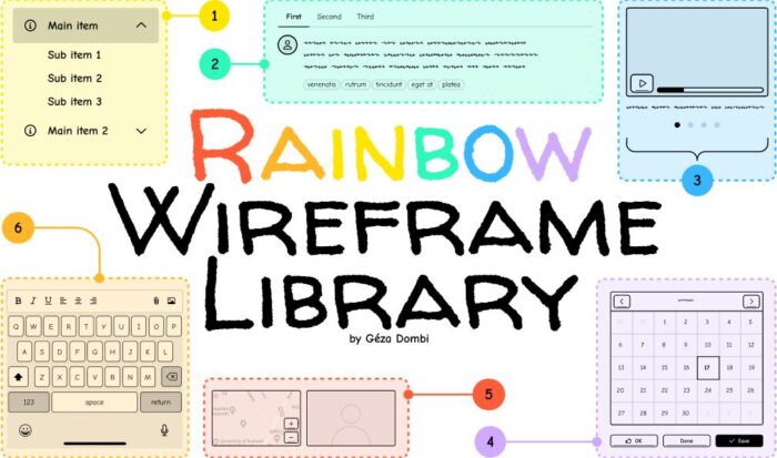 Download Free Rainbow Wireframe UI Library - Free Figma, Web UI Kits