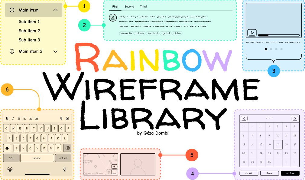 Download Free Rainbow Wireframe UI Library - Free Figma, Web UI Kits