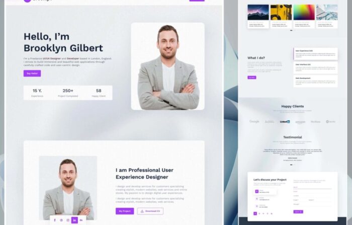 Download Free Single Page Personal Portfolio UI Template Figma - Free Figma
