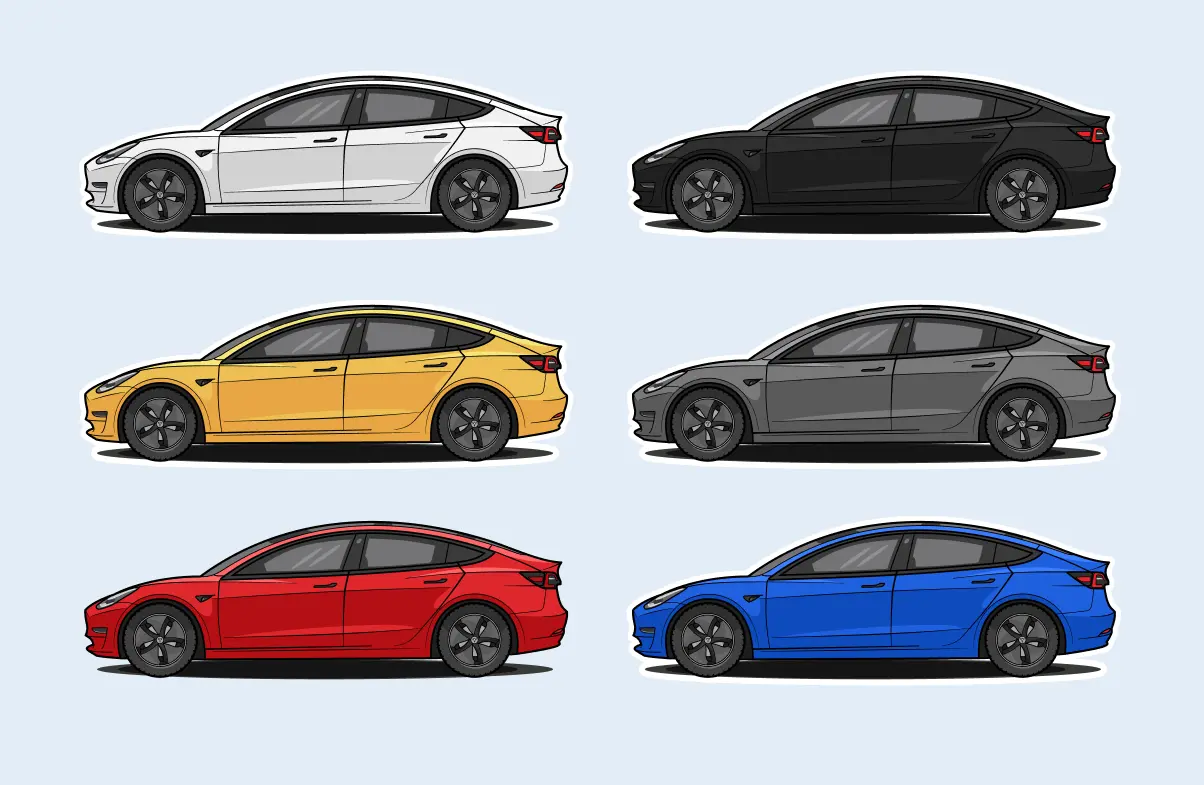 Download Free 6 Tesla Model 3 Stickers - Free Figma