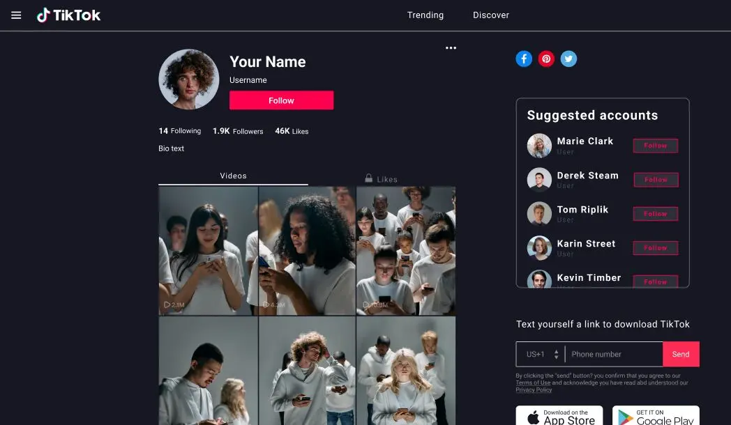 Download Free TikTok Profile Mockups Figma - Free Figma Mockups