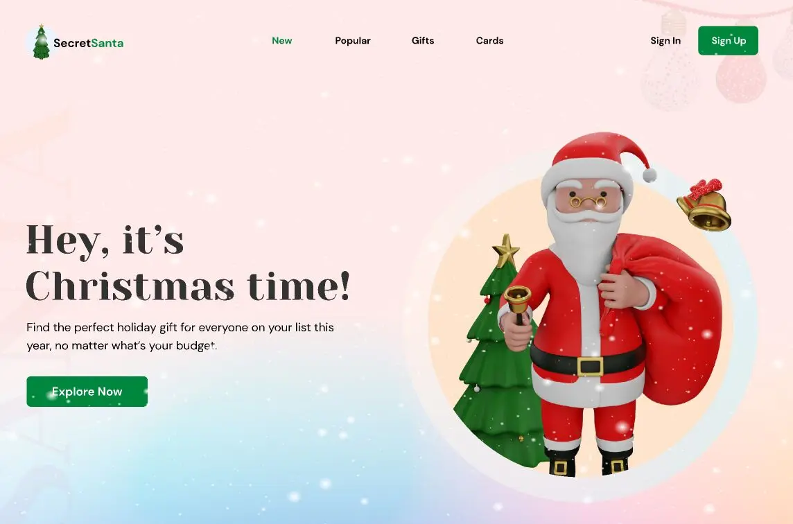 Download Free Secret Santa Christmas Landing Page Template Figma - Free ...