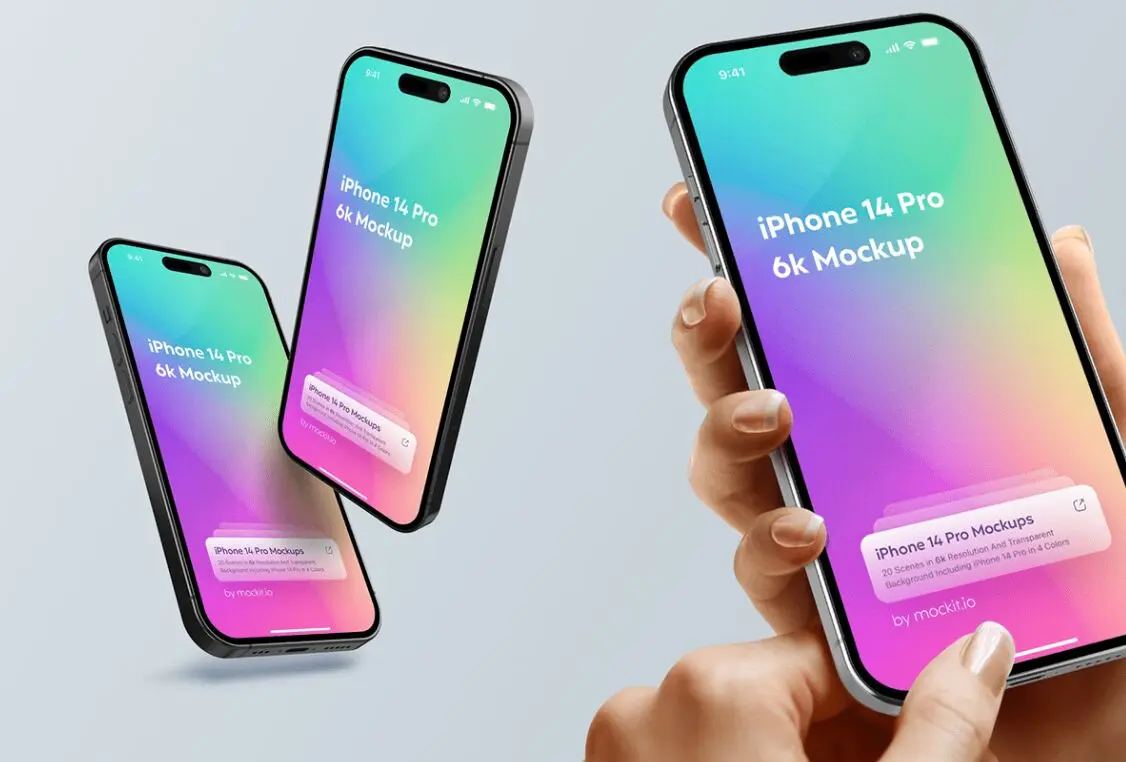 Download Free 6k Quality iPhone 14 Pro Mockups - Free PSD Mockups