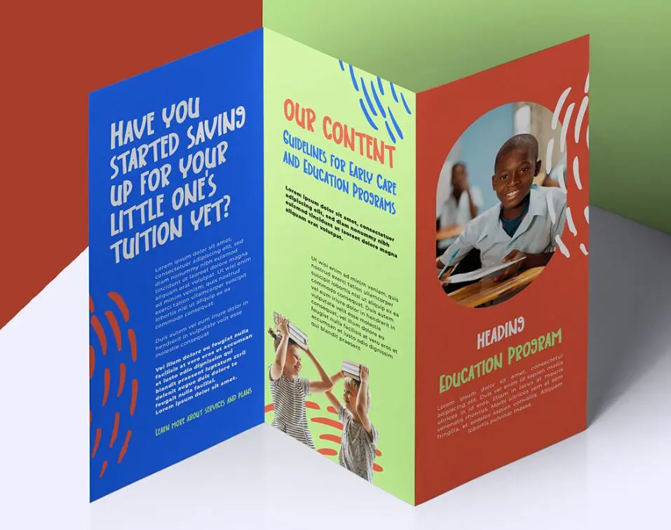 Download Free Tri-Fold Brochure Vector Template For Kids - Free Vector ...