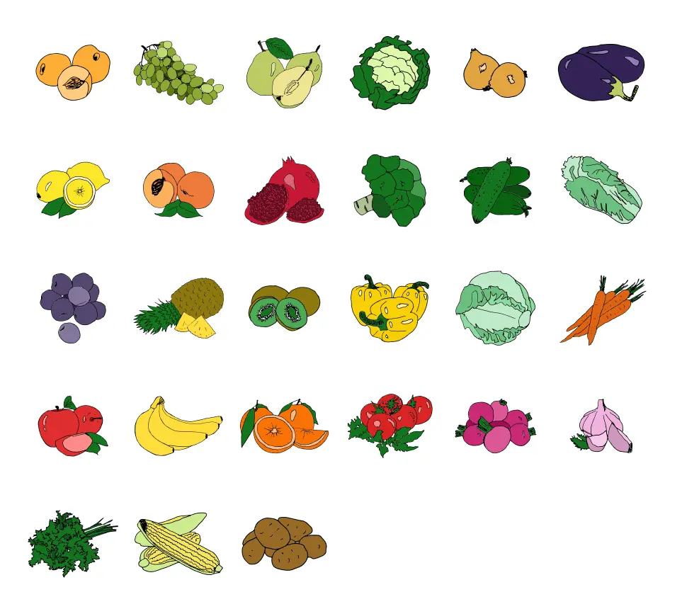 Download Free Fruits & Vegetable Doodle Illustrations Figma - Free ...