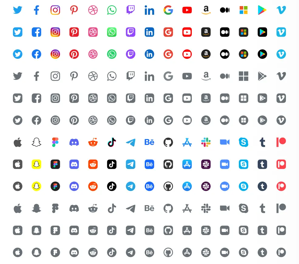 Download Free 30 Social Media Icons In 2 Styles - Free Social Icons