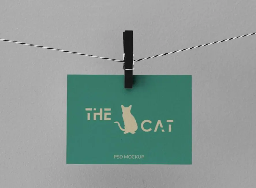 Download Free Card Clipped On Rope Mockup PSD - Free PSD Mockups