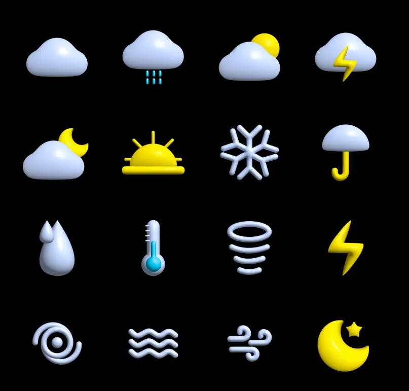 Download Free 16 Sleek 3D Weather Icons Figma - Free Figma