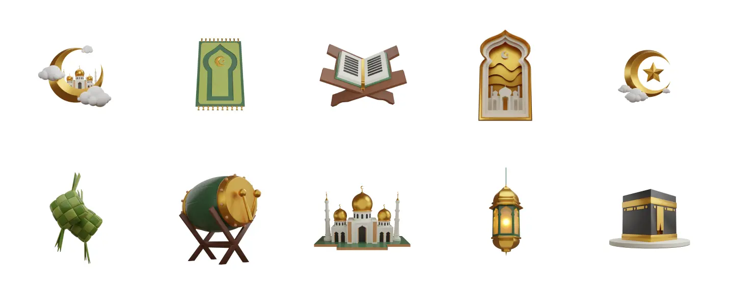 Download Free 10 Eid Mubarak 3D Icons - Free Figma