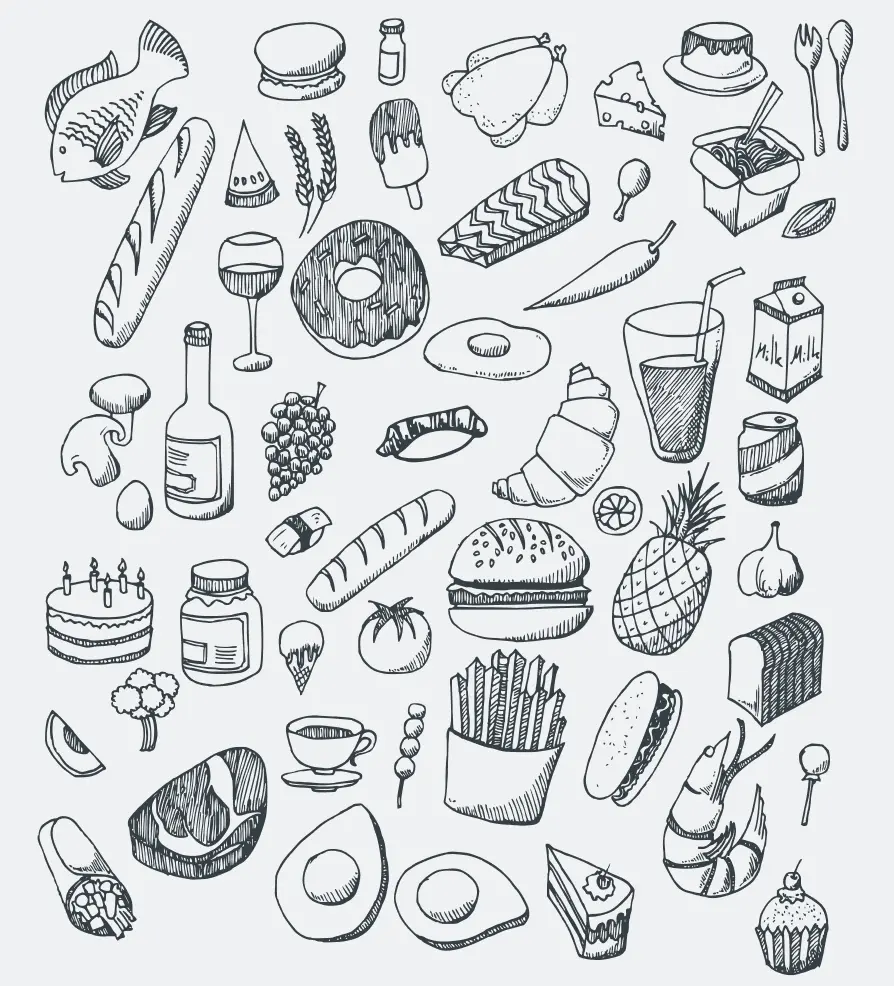 Download Free Hand Drawn Food Illustrations Pack Figma - Free Figma ...