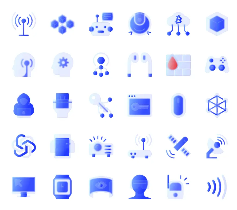 Download Free Glassmorphism-style 3D Tech Icons Pack - Free Figma