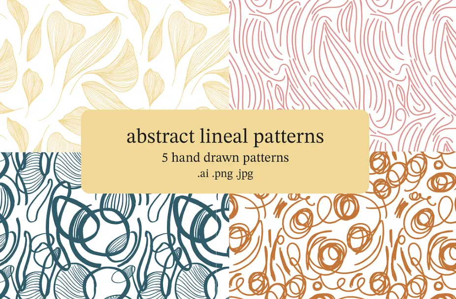 Download Free 5 Handdrawn Abstract Lineal Patterns - Free UI Elements