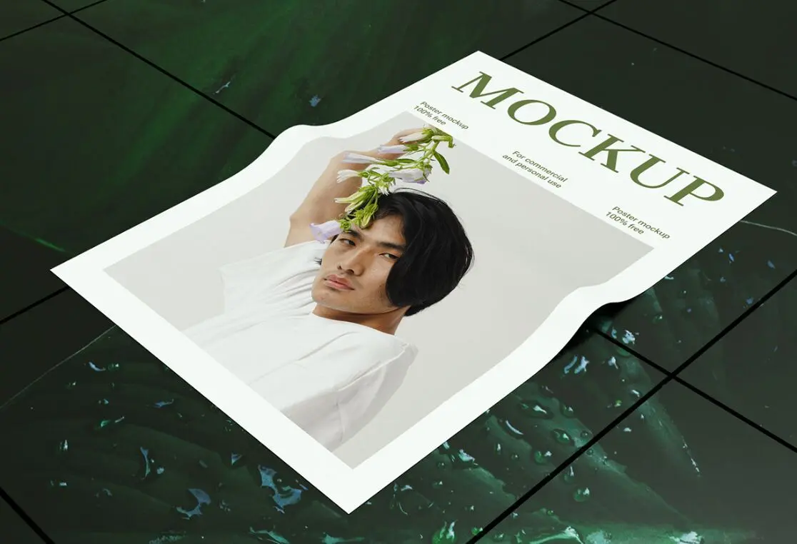 Download Free Minimal Curved Paper Poster Mockup PSD - Free PSD Mockups