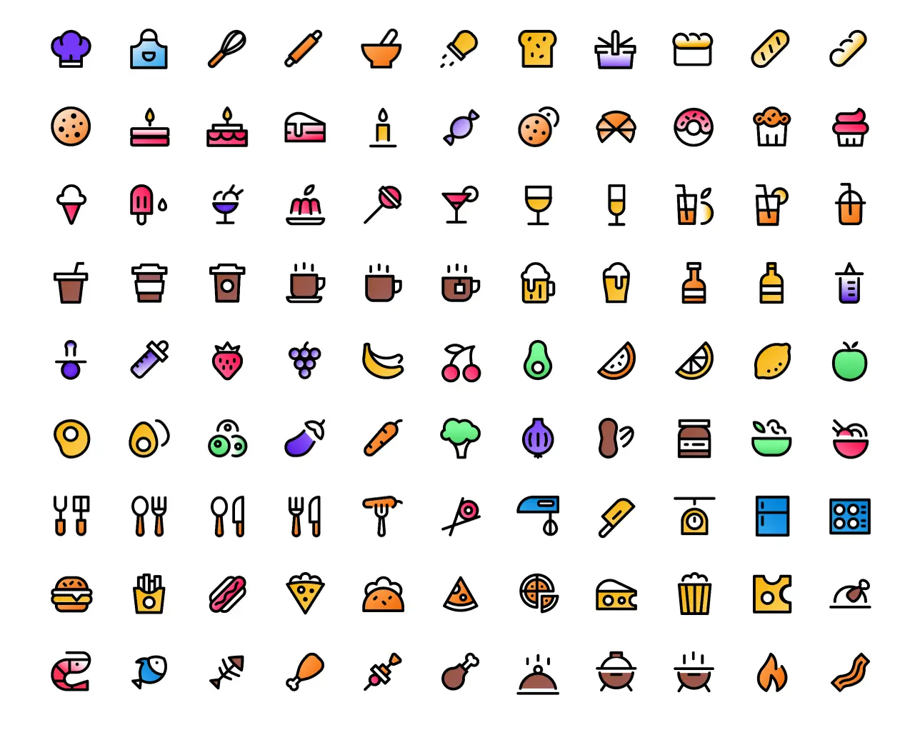 Download Free 100+ Food Icons In 5 Styles - Free Figma, Food Icons