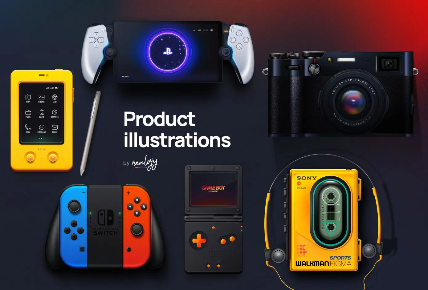 Download Free 6 Realistic Product Illustrations Figma - Free Figma Mockups