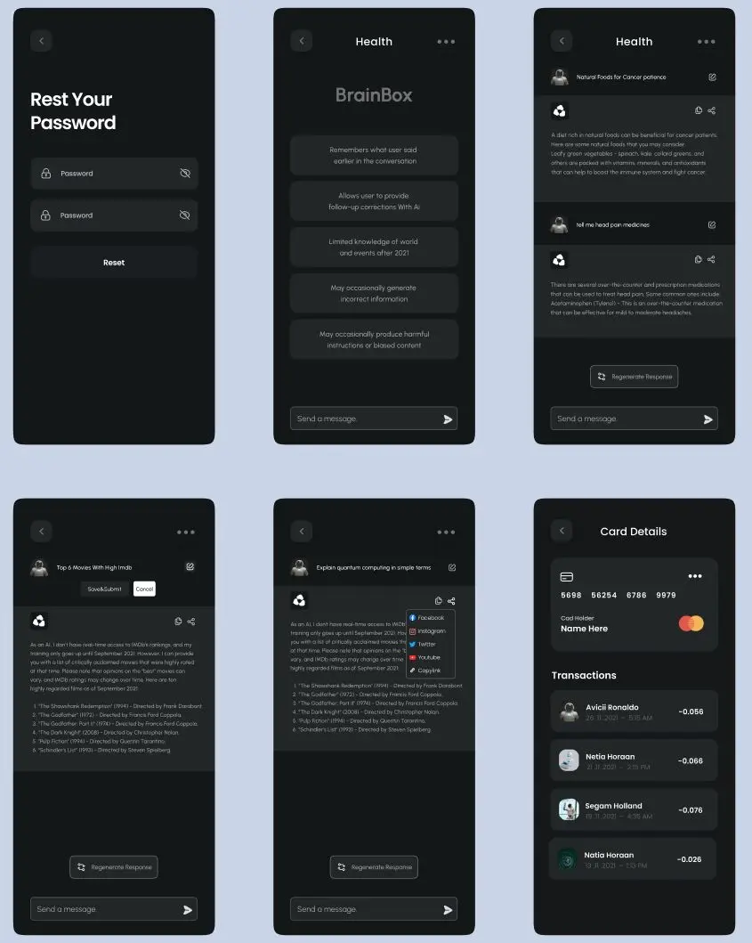 BrainBox: AI ChatBot Mobile App UI Kit 100% Free - TitanUI BrainBox: AI ChatBot Mobile App UI Kit 100% Free - TitanUI