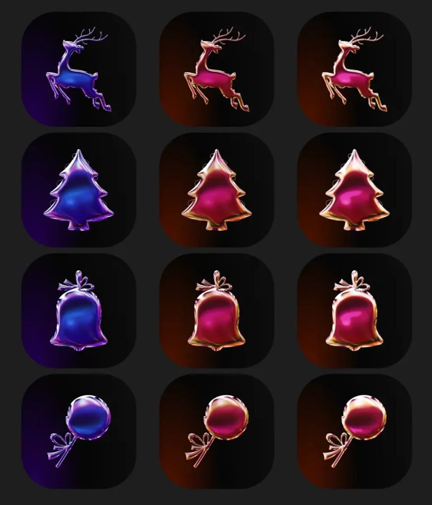 Download Free 4 Christmas 3D Metallic Icons Figma - Free Figma