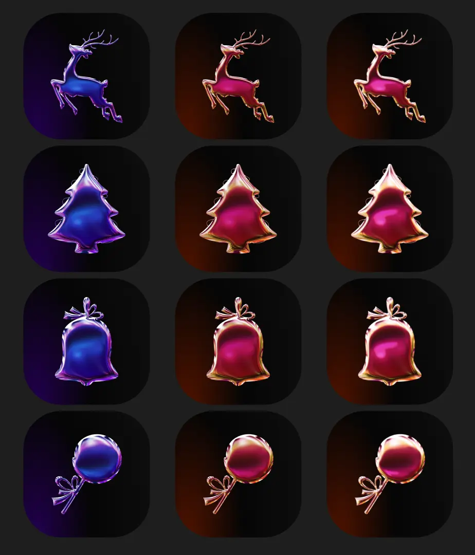 Download Free 4 Christmas 3D Metallic Icons Figma - Free Figma