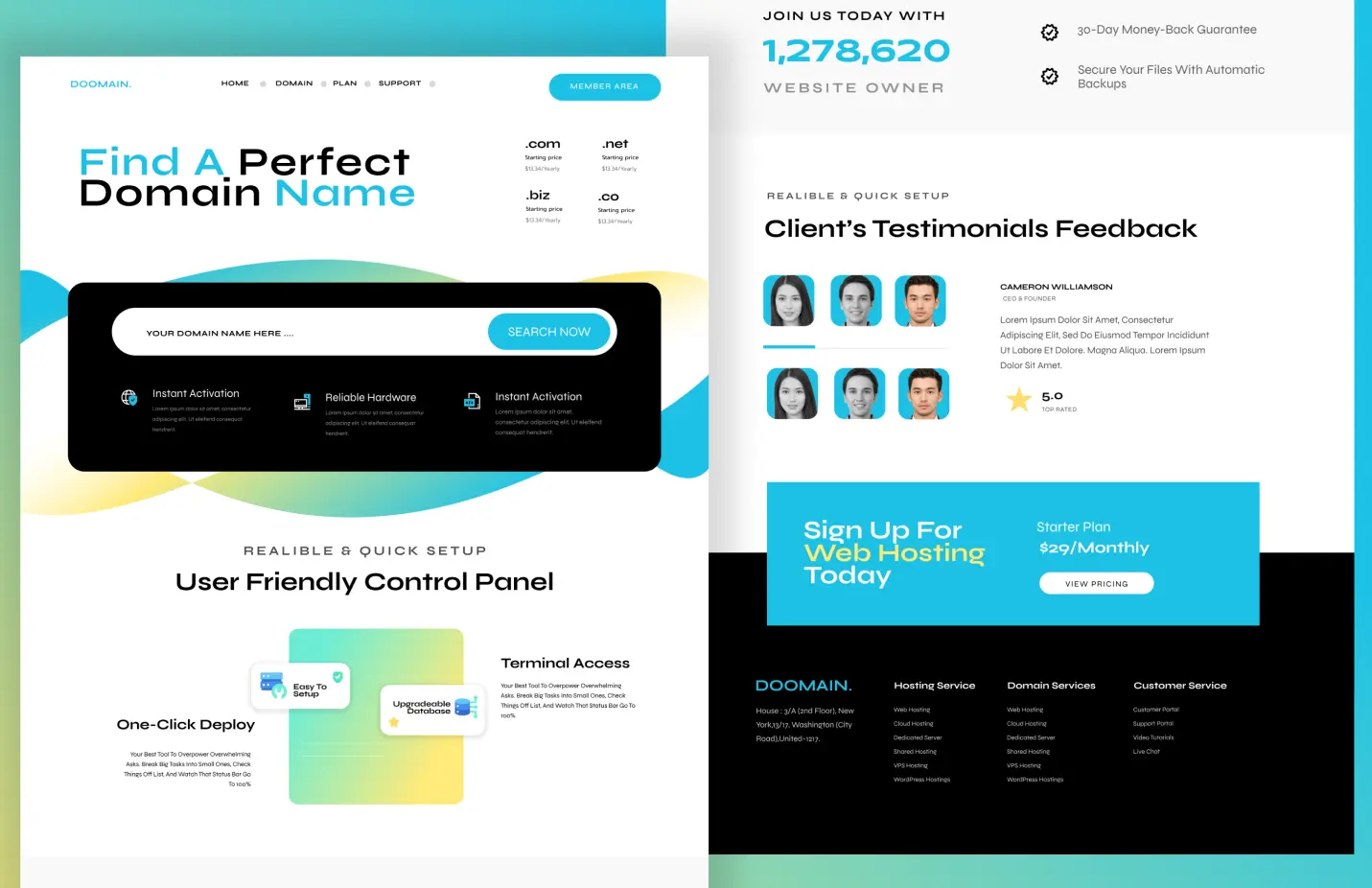 Download Free Domain Hosting Landing Page UI Template Figma - Free Figma