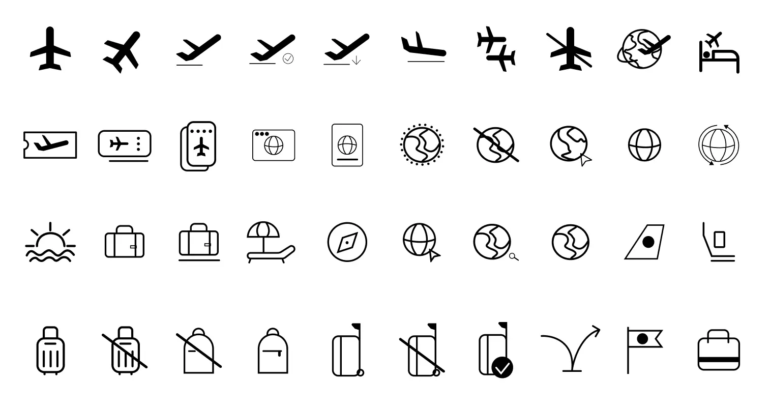 Download Free 40 Monochrome Travel Icons - Free Figma, Vector Icons