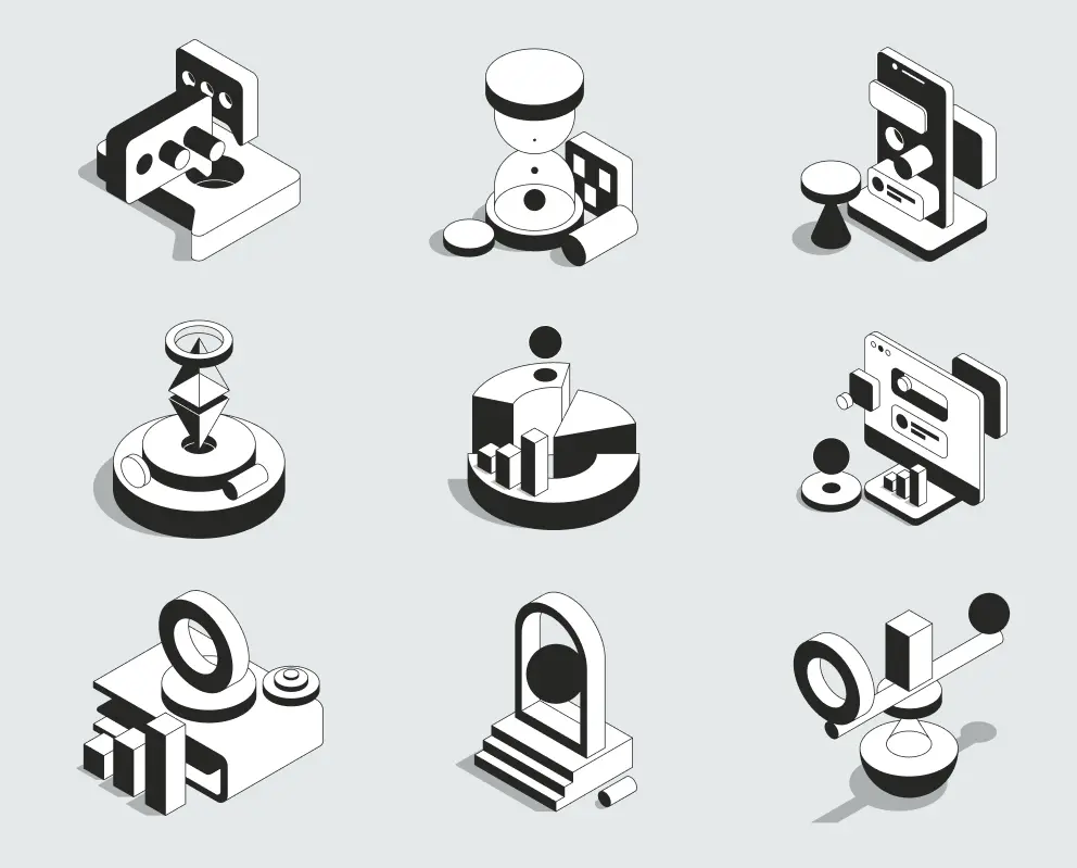 Download Free 9 Isometric 3D Abstract Illustrations - Free Figma