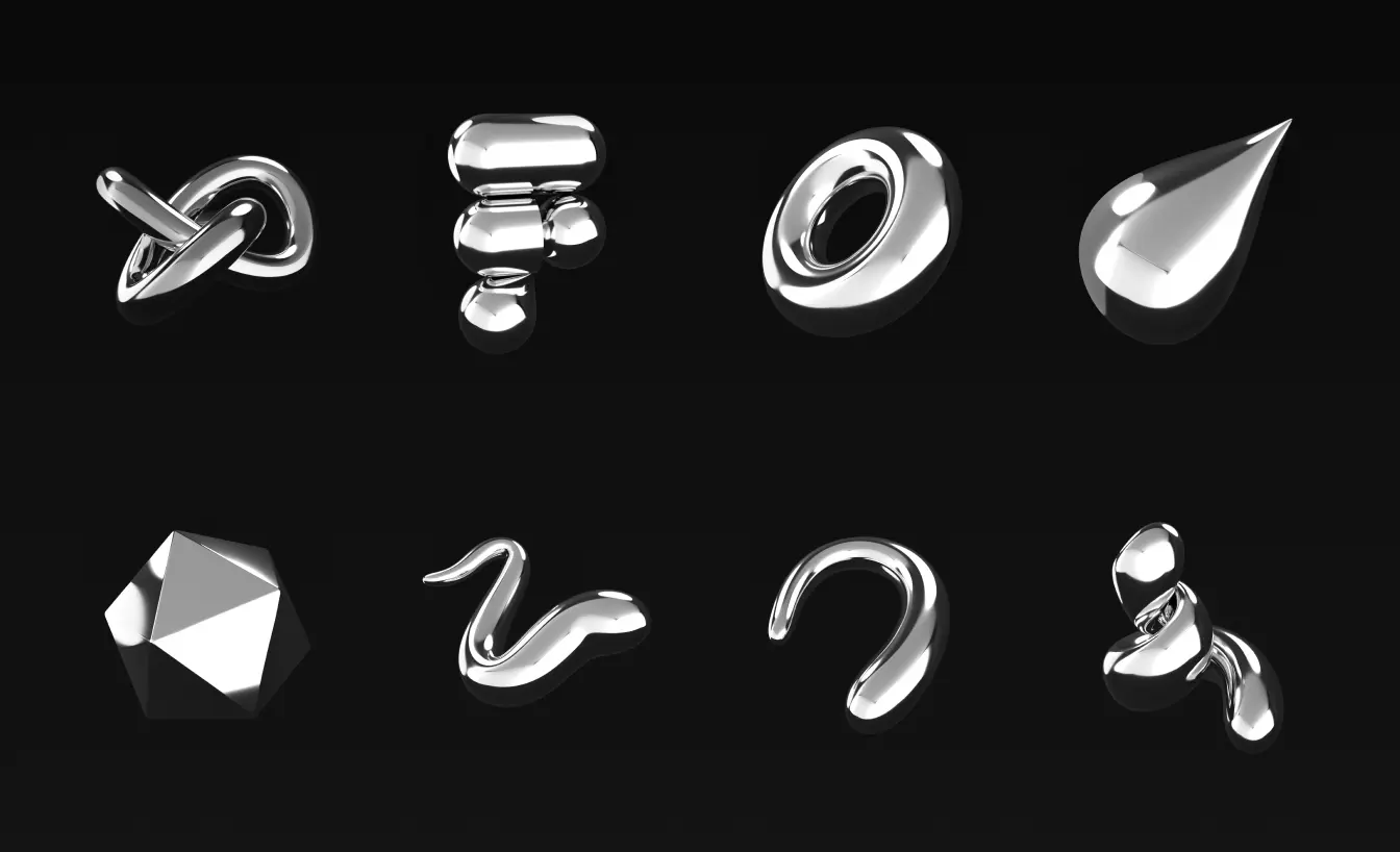 Download Free 3D Metal Shapes Pack - Free Figma